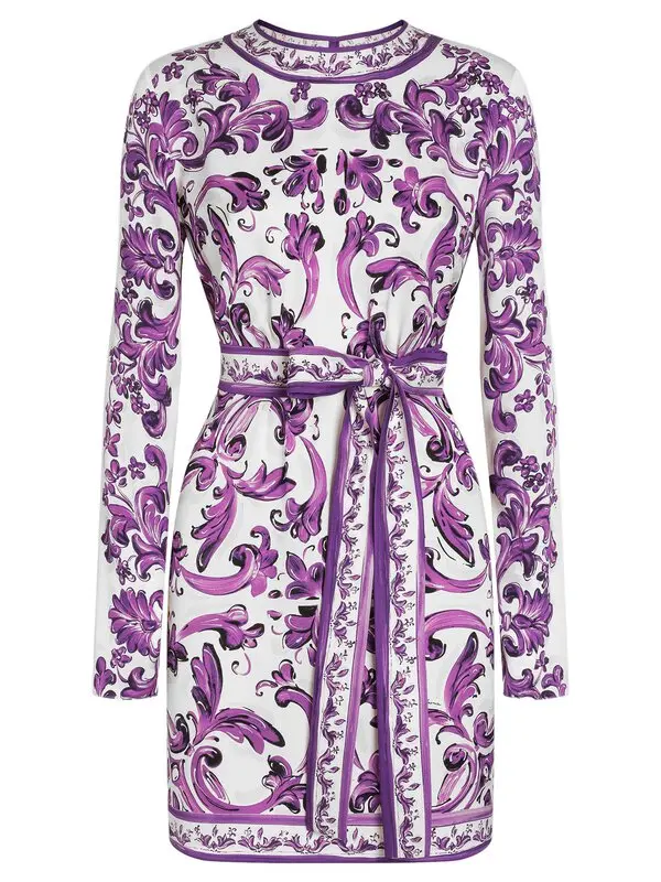 Dolce & Gabbana Majolica-print Charmeuse Dress Dresses - Multicolor