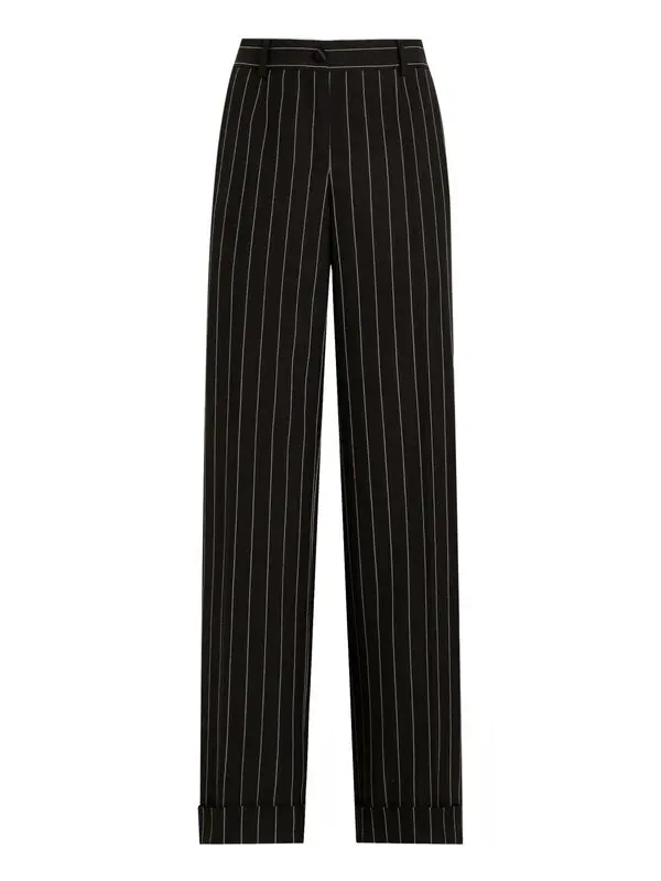 Dolce & Gabbana Straight-leg Pinstripe Wool Pants With Turn-ups Pants And Shorts - Multicolor