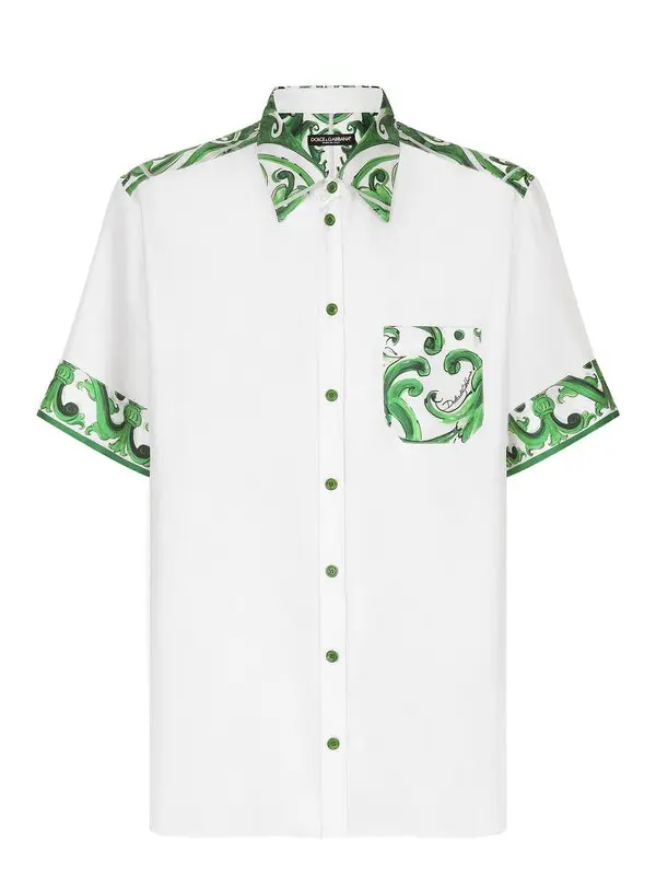 Dolce & Gabbana Majolica- Silk Hawaiian Shirt Shirts - Print