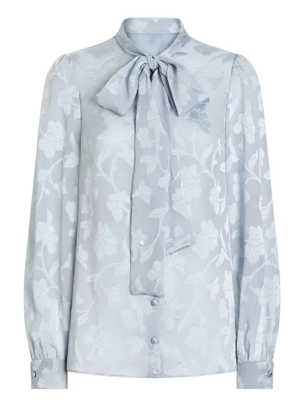 Dolce & Gabbana Floral Fil Coupé Jacquard Chiffon Shirt Shirts And Tops - Azure