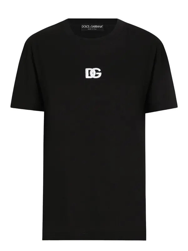 Dolce & Gabbana Cotton Jersey T-shirt With Dg Logo Embroidery - Black