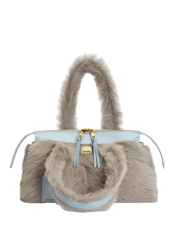 Dolce & Gabbana Vittoria Shoulder Bag In Shearling And Calfskin Shoulder And Crossbody Bags - Multicolor