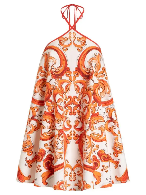 Dolce & Gabbana Majolica-print Long Poplin Dress - Multicolor