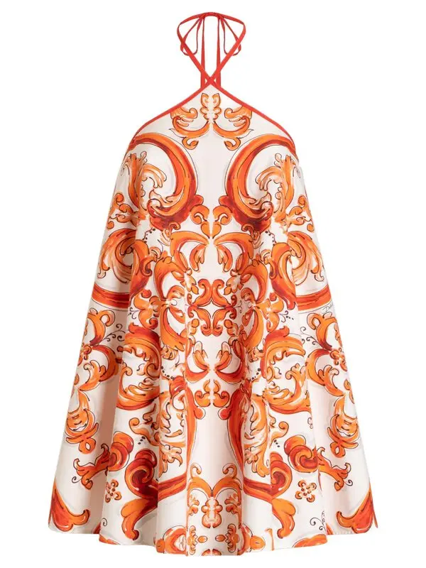 Dolce & Gabbana Majolica-print Long Poplin Dress - Multicolor
