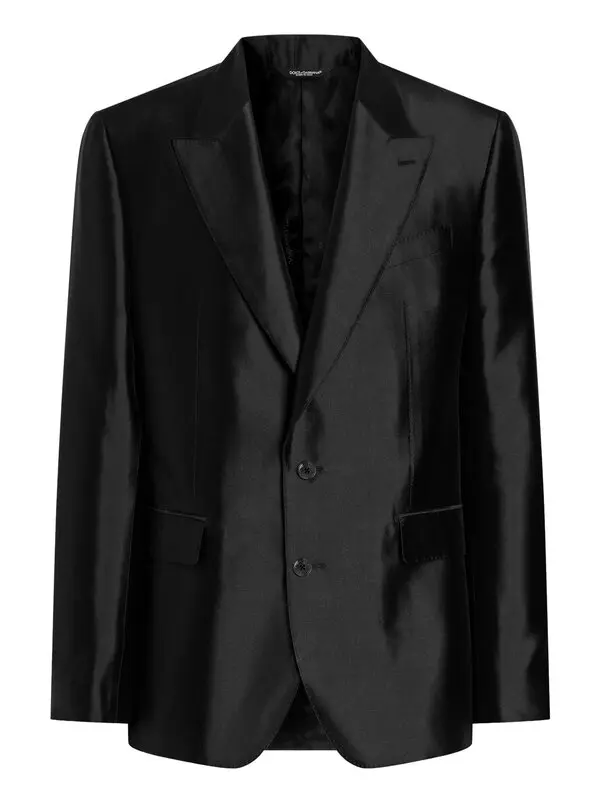 Dolce & Gabbana Sicilia Light Single-breasted Mikado Silk Jacket Suits And Blazers Silk - Black