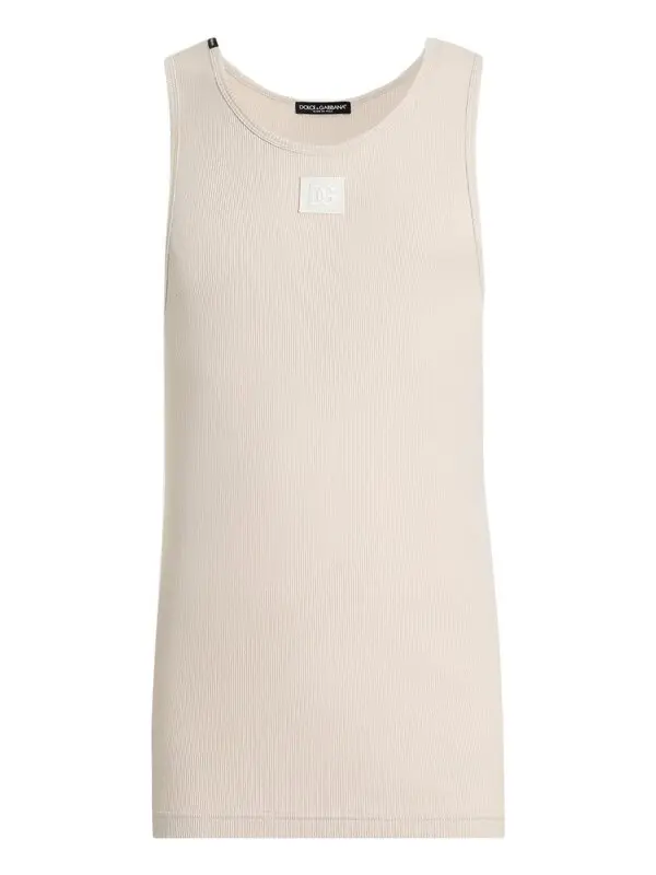 Dolce & Gabbana Ribbed Tank Top T-shirts And Polos Cotton - Beige