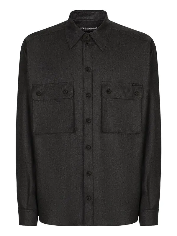 Dolce & Gabbana Oversize Flannel Shirt Shirts Gray - Grey