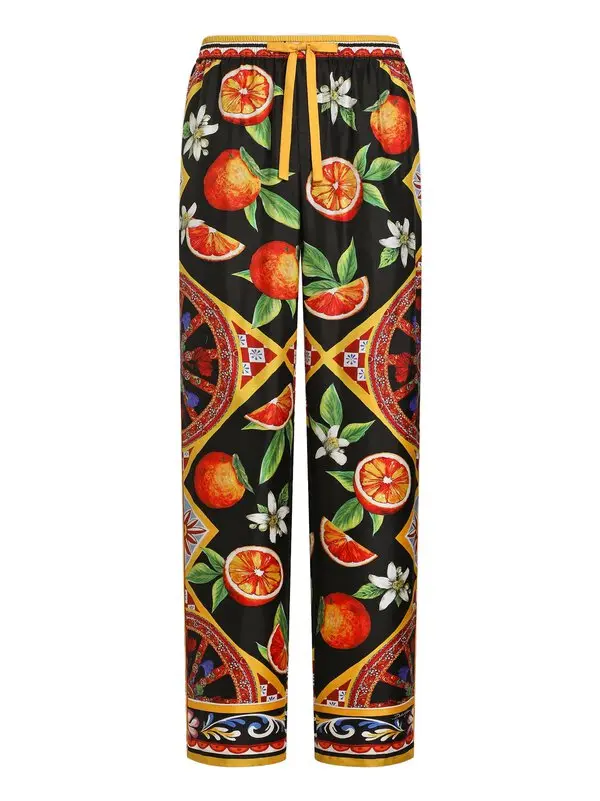 Dolce & Gabbana Carretto-print Vanity Silk Twill Trousers Pants And Shorts - Multicolor