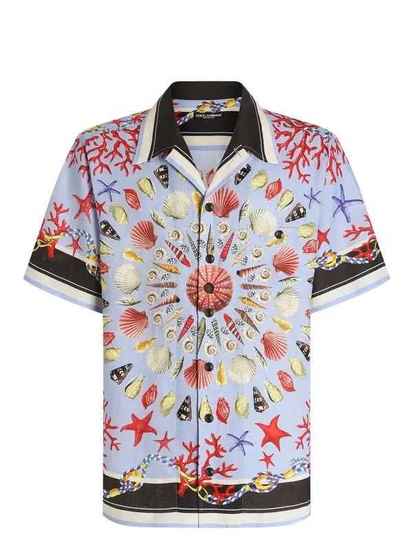 Dolce & Gabbana Shell-print Hawaii Linen Canvas Shirt Shirts - Multicolor