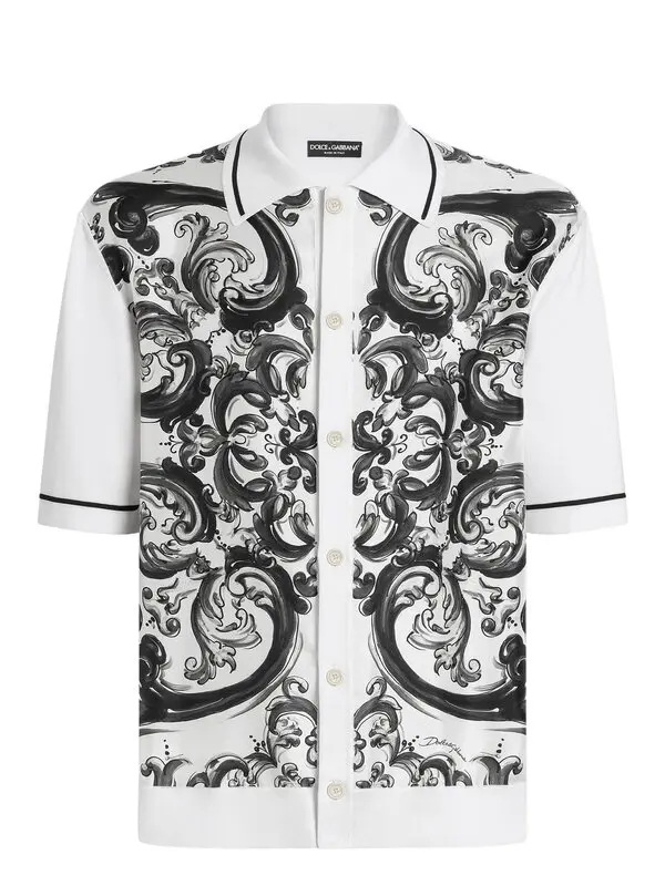 Dolce & Gabbana Majolica-print Oversized Silk And Cotton Shirt Sweaters And Cardigans - Multicolor