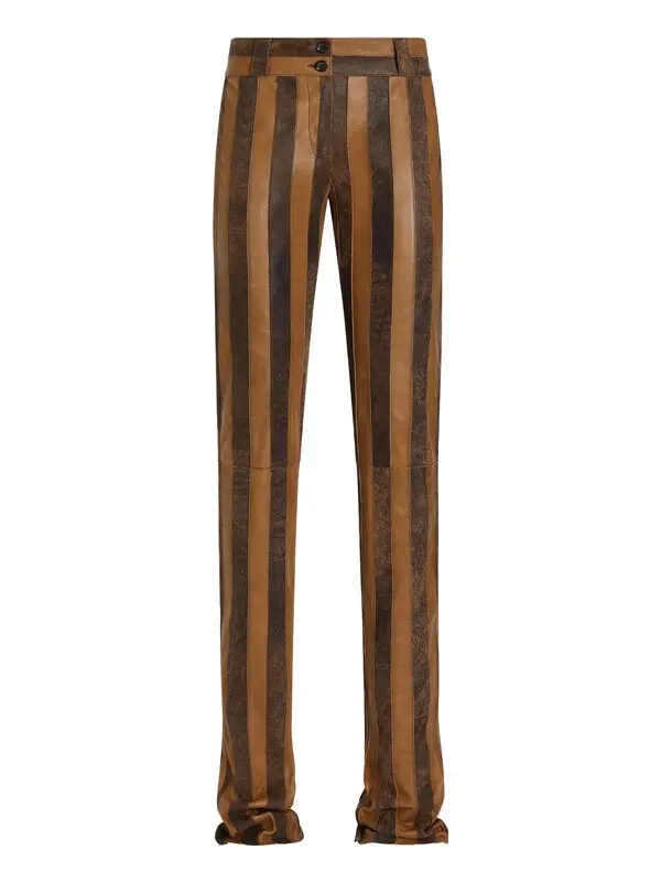 Dolce & Gabbana Nappa Leather Trousers With Striped Print Collection Multi-colored - Multicolor