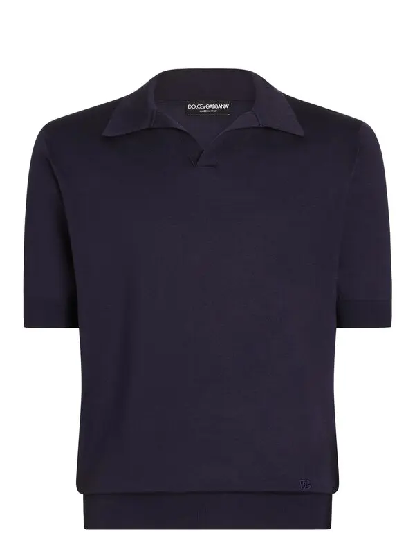 Dolce & Gabbana Silk Knit Polo Shirt Sweaters And Cardigans - Blue