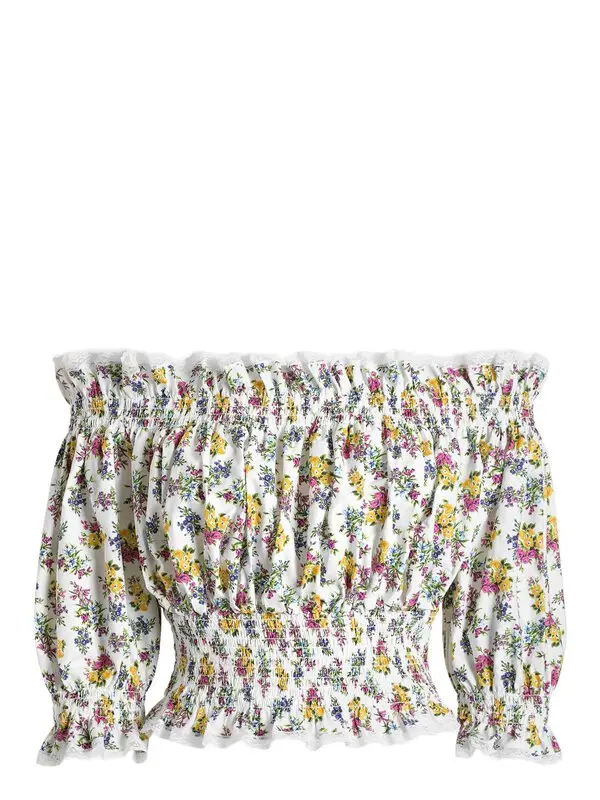 Dolce & Gabbana Small Floral-print Poplin Top Shirts And Tops - Multicolor
