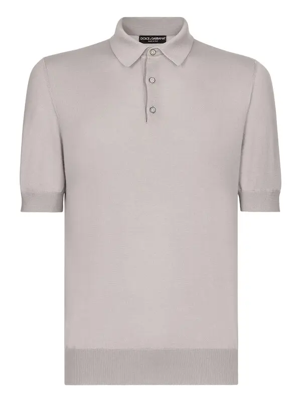 Dolce & Gabbana Silk And Cashmere Polo-shirt Sweaters And Cardigans Gray - Grey