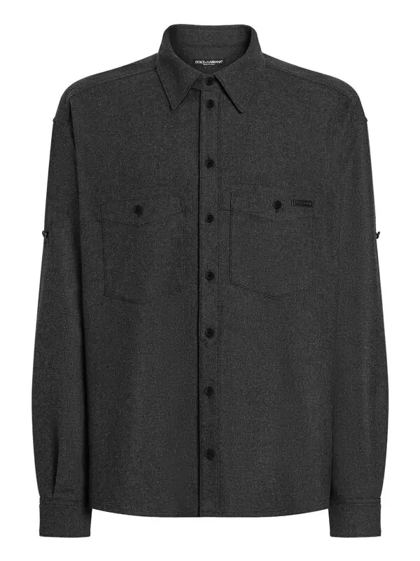 Dolce & Gabbana Mélange Wool Mat Shirt Shirts Gray Wool - Grey