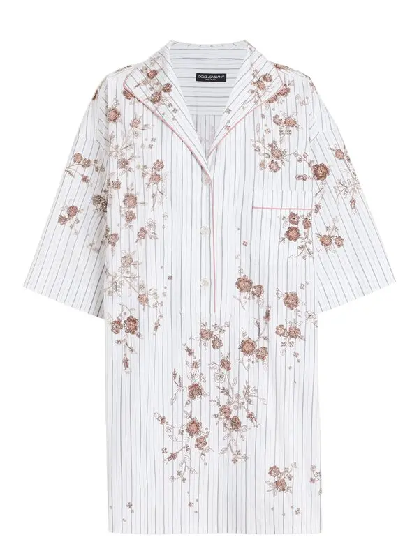 Dolce & Gabbana Poplin Shirt With Thread Floral Embroidery And Rhinestones Shirts And Tops Multi-colored - Multicolor