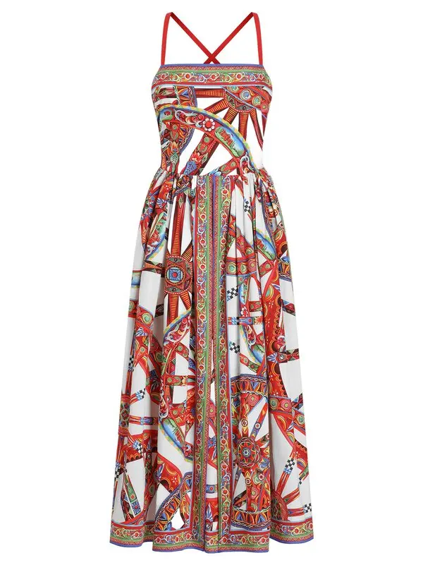 Dolce & Gabbana Carretto-print Poplin Short Dress Dresses Multi-colored - Multicolor