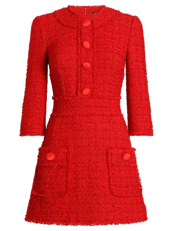 Dolce & Gabbana Short Dress In Rachel Tweed Dresses - Red