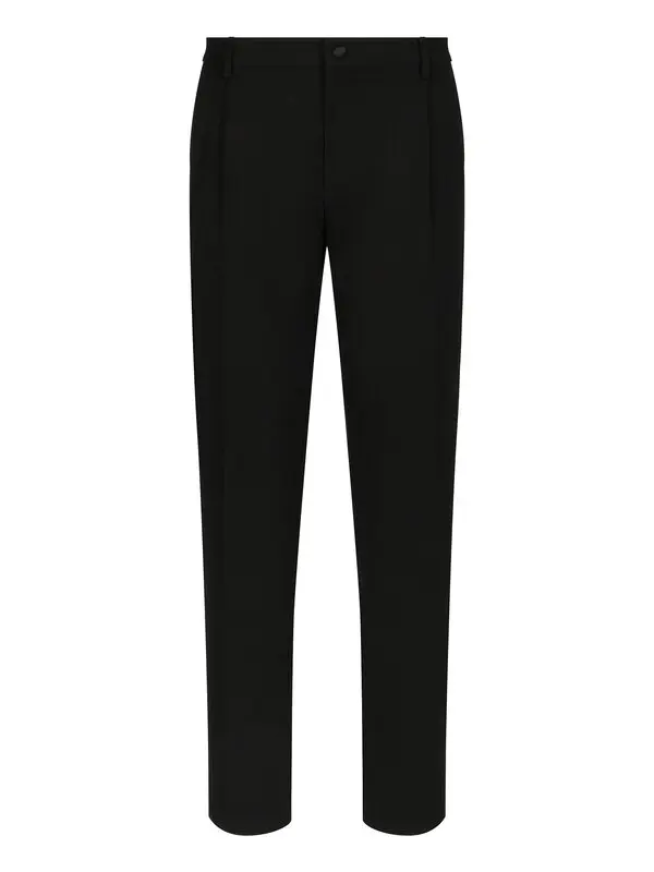 Dolce & Gabbana Classic Gabardine Tuxedo Pants Pants And Shorts Wool - Black