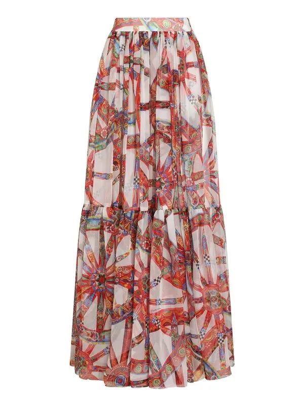 Dolce & Gabbana Carretto-print Long Chiffon Skirt Skirts - Multicolor