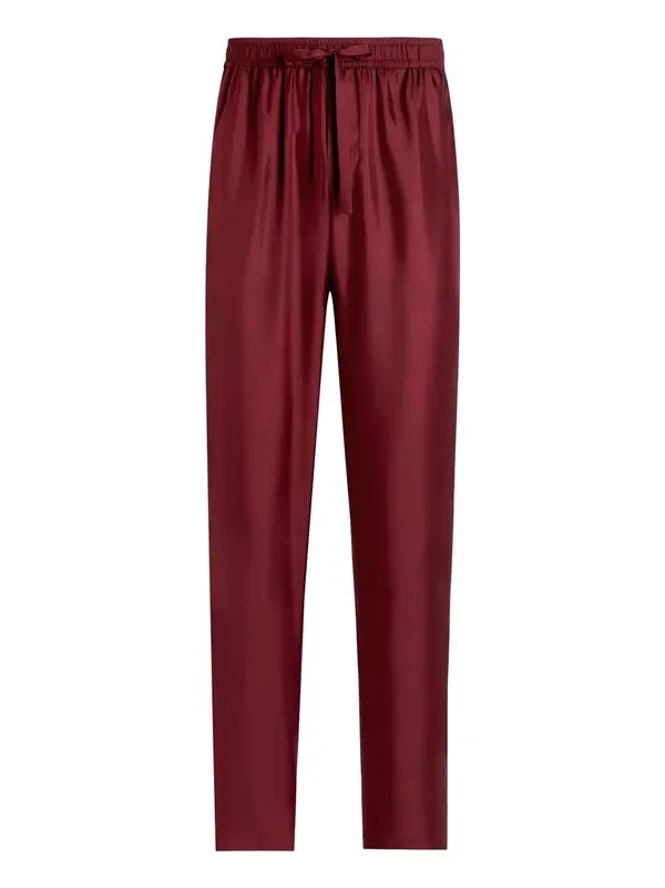 Dolce & Gabbana Silk Pajama Pants With Logo Embroidery Pants And Shorts Burgundy - Bordeaux