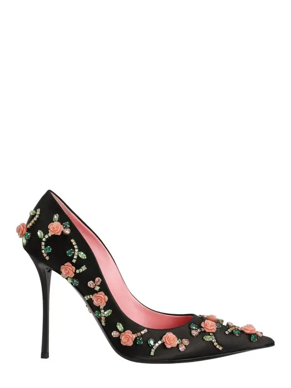 Dolce & Gabbana Satin Pumps With Embellishts Pumps And Slingback - Multicolor