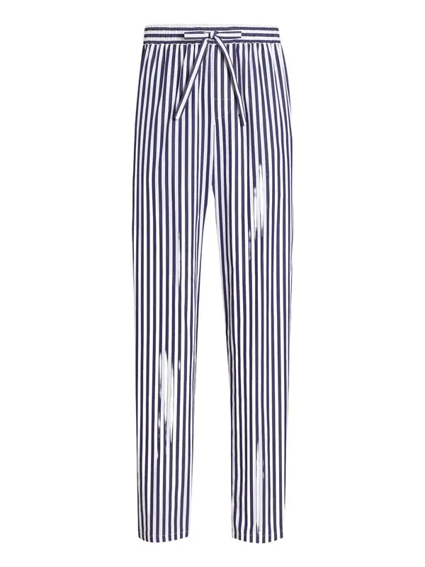 Dolce & Gabbana Striped Poplin Vanity Trousers With Piping Pants And Shorts - Multicolor