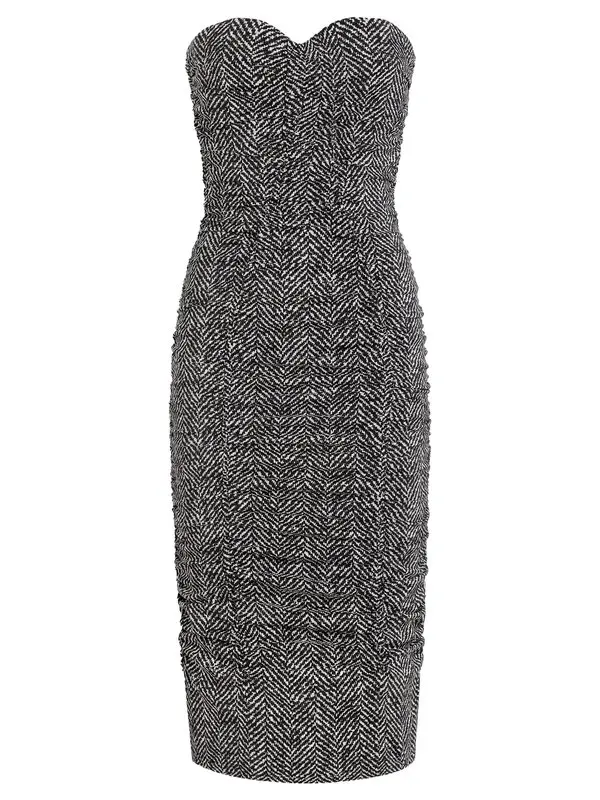 Dolce & Gabbana Habotai Silk Dress With Chevron Print Dresses - Multicolor