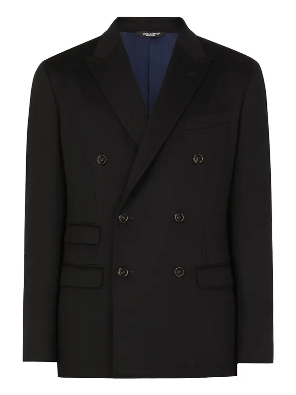 Dolce & Gabbana Deconstructed Double-breasted Cashmere Jacket Suits And Blazers - Blue