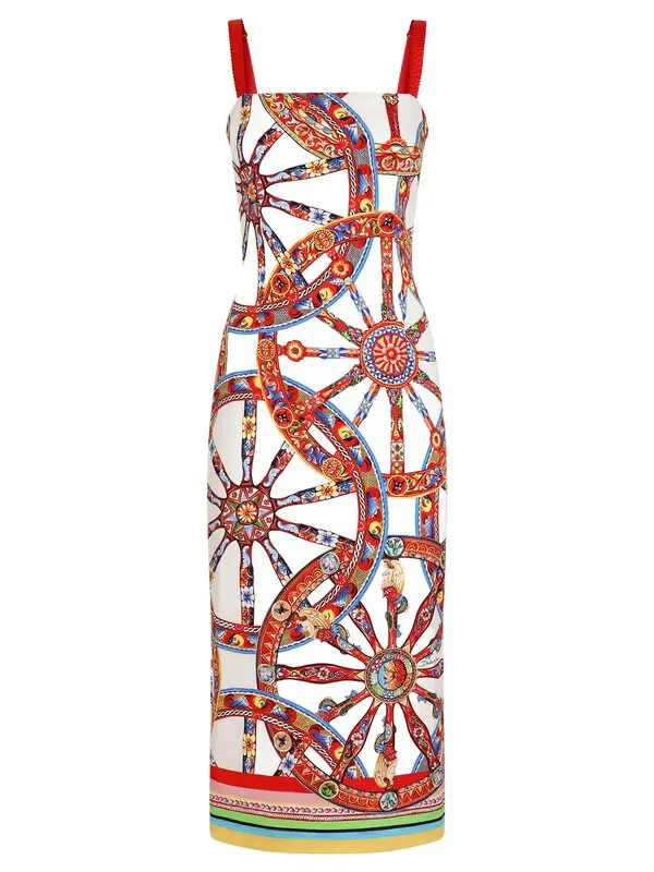Dolce & Gabbana Carretto-print Charmeuse Dress Dresses Multi-colored - Multicolor