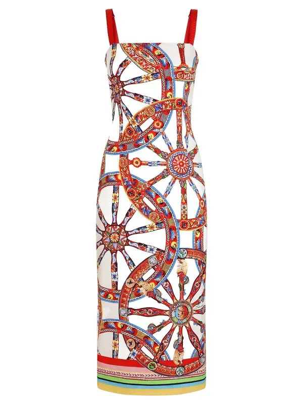 Dolce & Gabbana Carretto-print Charmeuse Dress - Multicolor