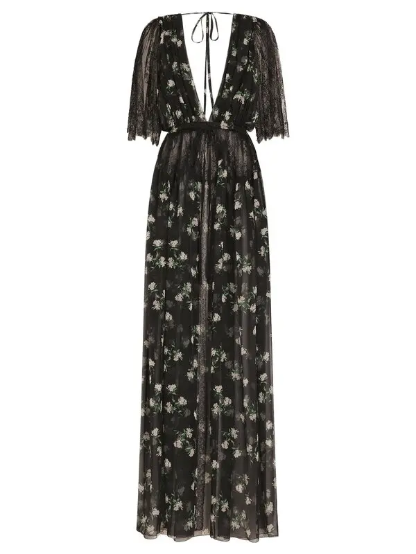 Dolce & Gabbana Violets-print Chiffon Robe Dress Dresses - Multicolor