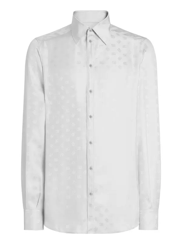 Dolce & Gabbana Dg Logo Martini Shirt In Jacquard Shirts Gray - Grey