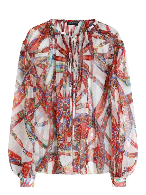 Dolce & Gabbana Carretto-print Chiffon Top� Shirts And Tops - Multicolor