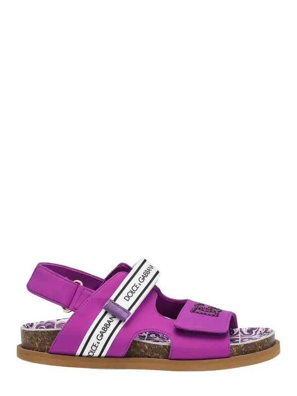Dolce & Gabbana Majolica-print Sandal With Rhinestones - Multicolor