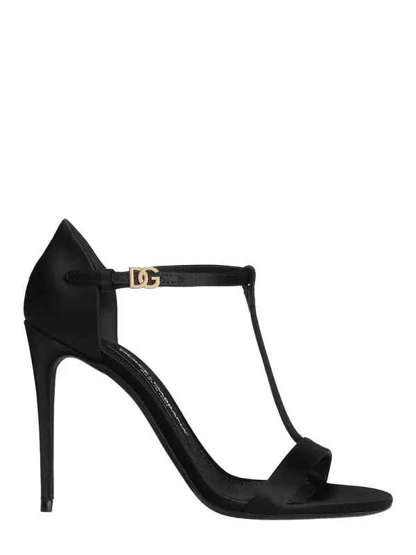 Dolce & Gabbana Satin T-bar Sandals - Black