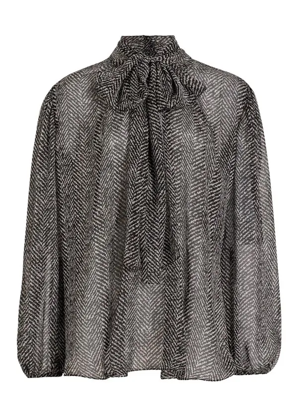 Dolce & Gabbana Chevron-print Silk Chiffon Shirt Shirts And Tops - Multicolor