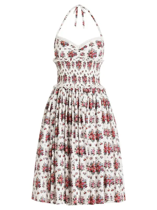 Dolce & Gabbana Small Flower Bouquet-print Poplin Dress Dresses - Multicolor
