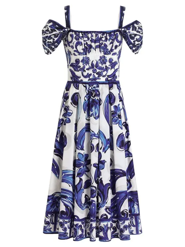 Dolce & Gabbana Dg Exclusive Majolica- Short Poplin Dress Dresses - Print