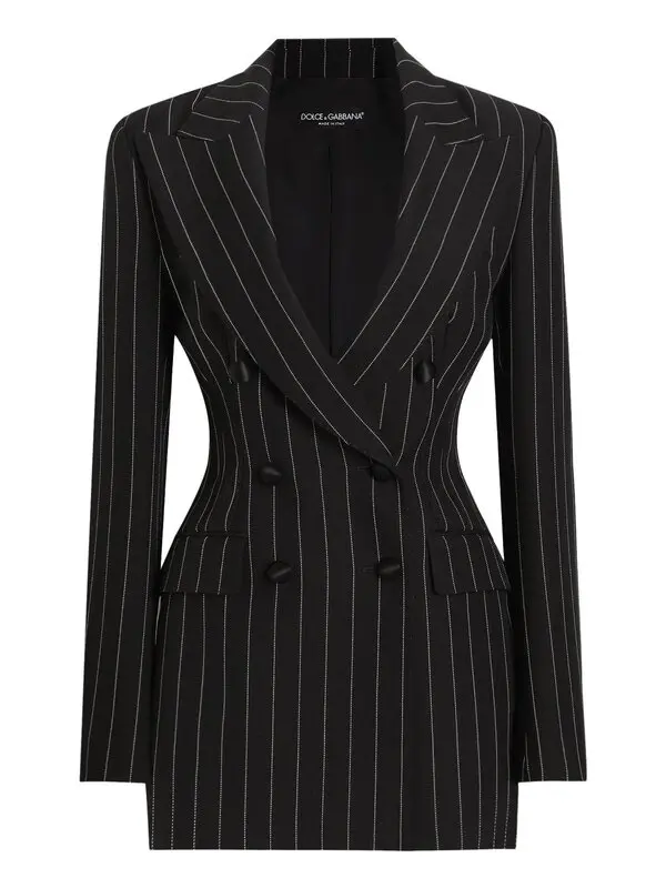 Dolce & Gabbana Double-breasted Pinstripe Wool Jacket Blazers - Multicolor