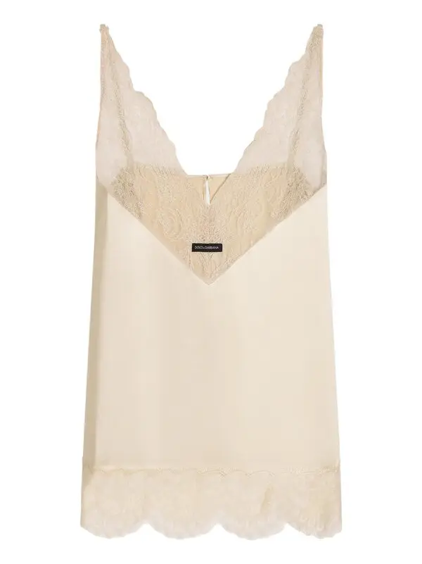 Dolce & Gabbana Silk Satin Top Shirts And Tops Silk - Beige