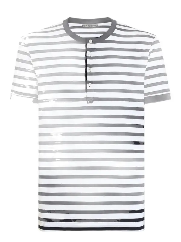 Dolce & Gabbana Serafino Striped Cotton T-shirt T-shirts And Polos - Multicolor