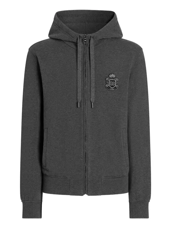 Dolce & Gabbana Jersey Sweatshirt With Heraldic Patch Sweatshirts Gray - Grey