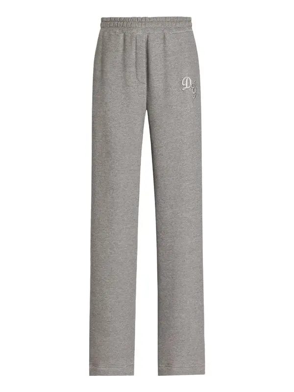 Dolce & Gabbana Fleece Trousers With Patch Embroidery Pants And Shorts Gray - Grey