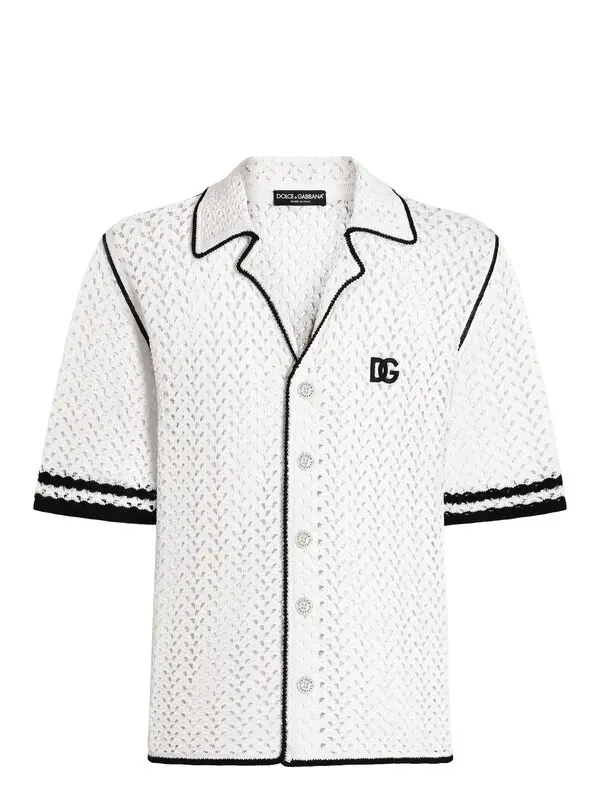 Dolce & Gabbana Camicia Crochet Effetto Uncinetto Sweaters And Cardigans Black - Multicolor