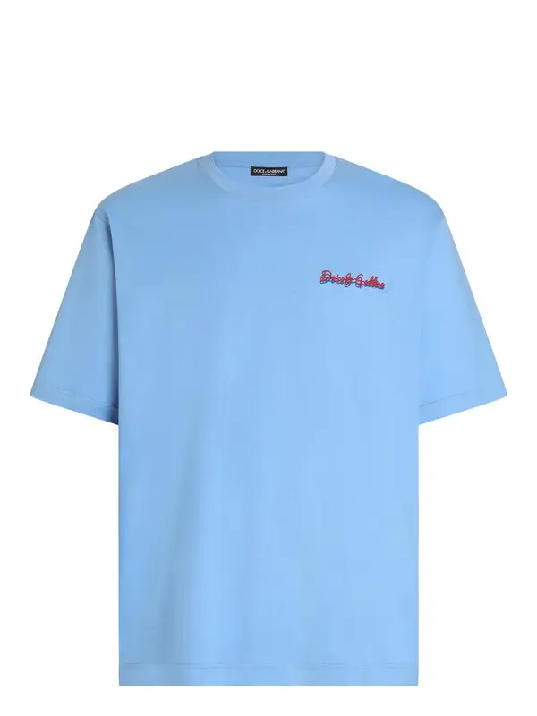 Dolce & Gabbana Cotton T-shirt With Logo T-shirts And Polos - Azure
