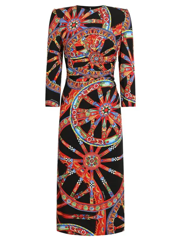 Dolce & Gabbana Carretto-print Charmeuse Dress Dresses - Multicolor