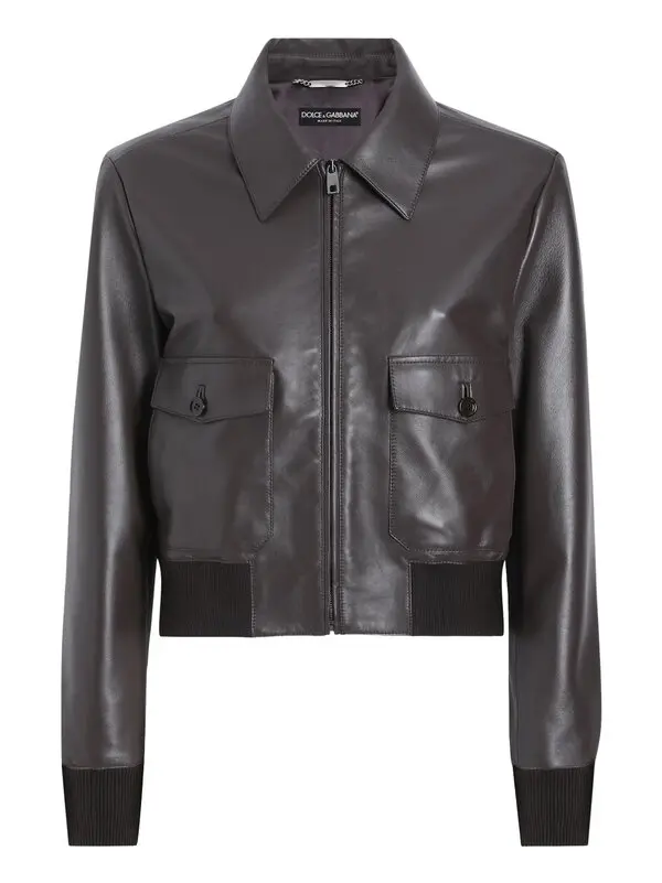 Dolce & Gabbana Short Plongé Nappa Leather Jacket Coats And Jackets - Brown
