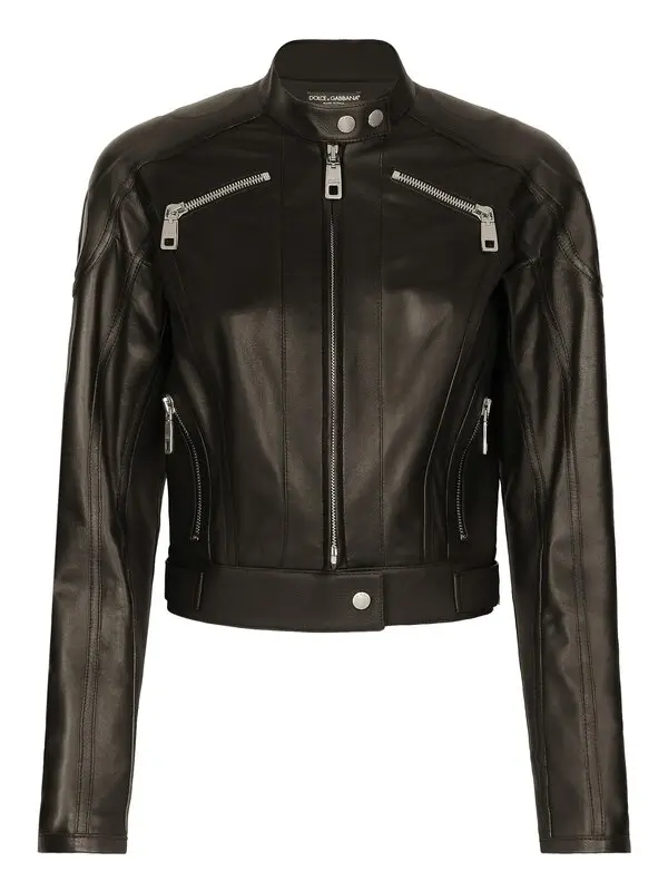 Dolce & Gabbana Nappa Leather Biker Jacket Coats And Jackets Leather - Black