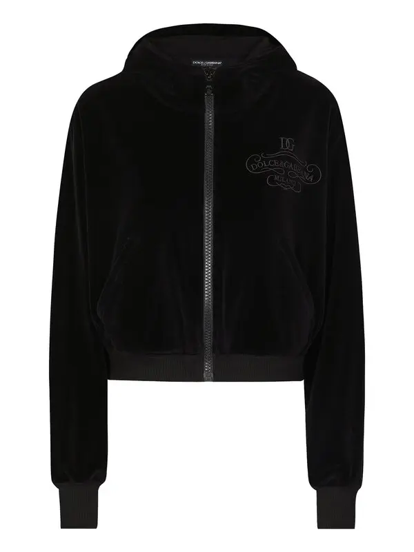 Dolce & Gabbana Chenille Cotton Hooded Sweatshirt - Black
